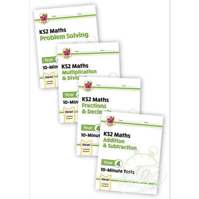英国CGP KS2 Year 4 Maths 10-Minute Tests 小学4年级 数学十分钟小测四册 加减乘除+分数小数+应用题 趣味练习 思维培养 8-