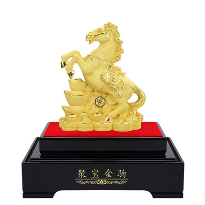 绒沙金招财马摆件如意宝马财运金马24K金工艺品开业礼品跨境出口
