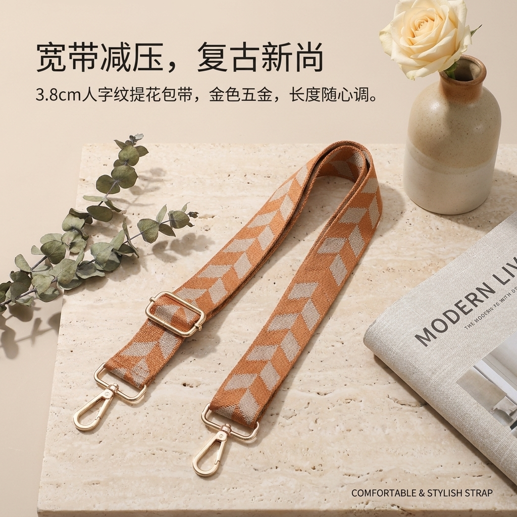 美式复古菱格提花织带肩带轻奢百搭包包改造更换可调节包包背带