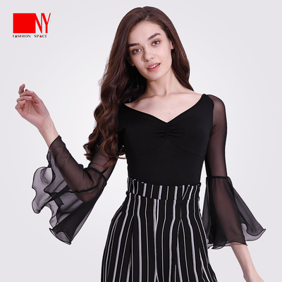 拉丁舞摩登舞女练功服上衣舞蹈服