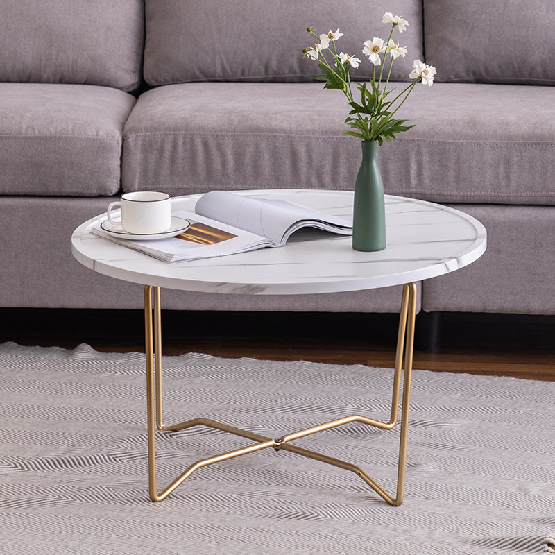 北欧简约现代茶几铁艺圆形客厅桌几轻奢茶桌_虎窝淘