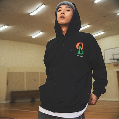 OD/ORANGE DRAGON 2025秋 幻影直拉印花纯棉连帽卫衣开衫帽衫外套