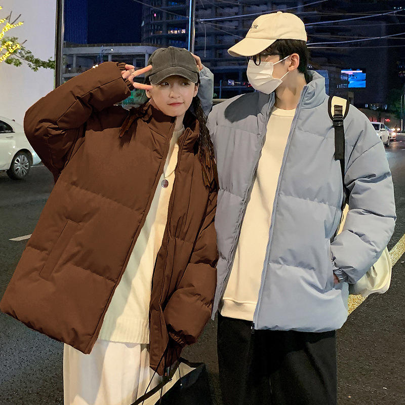 冬季新款加厚保暖立领棉衣大码纯色棉服男潮牌百搭面包服宽松棉袄