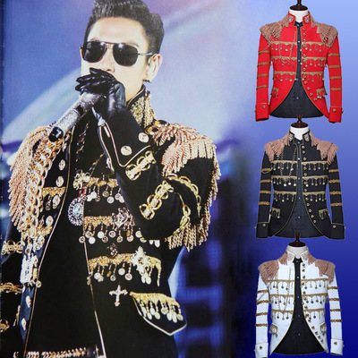 潮款bigbang同款演出服夜场歌手酒吧演艺流苏亮片男装ABC舞台