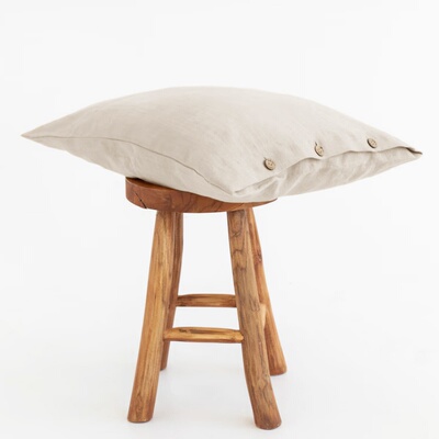 简约风纯色亚麻枕头套单支装纽扣款枕套亲肤48x74cm大尺寸可定制