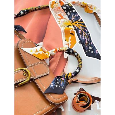 LVΒT黑金魔力小丝巾斜纹绑包包丝带装饰手提包丝巾双层细长领巾