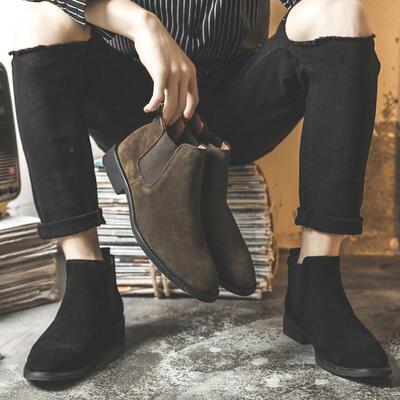 High中筒 Top Fashion Pointed Toe Martin Boots Men's Leather