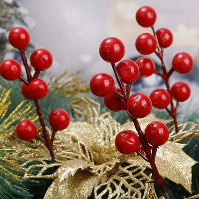 Artificial Berries Red Gold Silver Fake Berries Branch Cherr