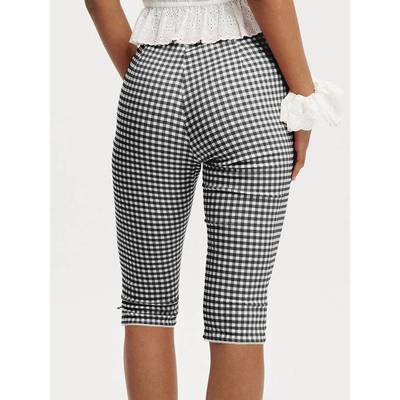 Women y2k Aesthetic Plaid Capri Pants Mid Rise Side Split Kn