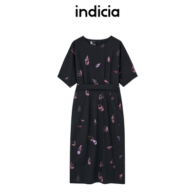 indicia标记商场同款25夏新款花卉简约气质连衣裙 F2B5LQ213N