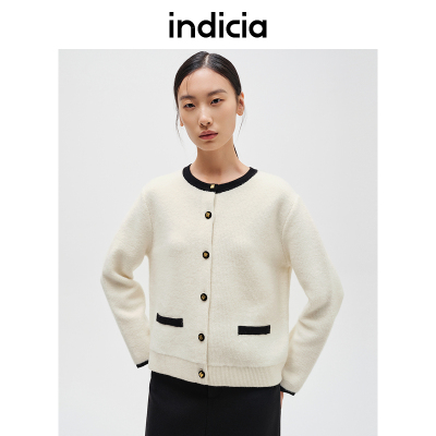 indicia标记商场同款女装冬款温柔小香风针织外套开衫 F2C4KS443C
