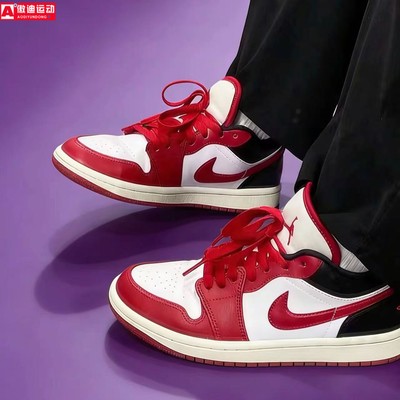 耐克Nike Air Jordan 1白红黑板鞋新款休闲运动鞋女鞋 DC0774-160