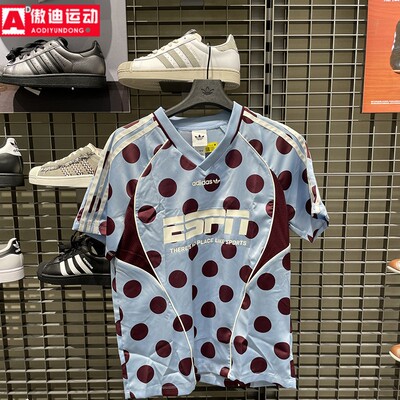 阿迪达斯三叶草女V领短袖T恤