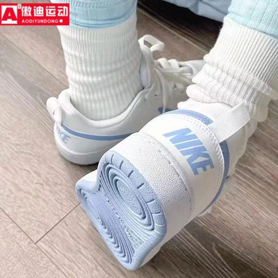 耐克nike女鞋系带透气板鞋蓝白