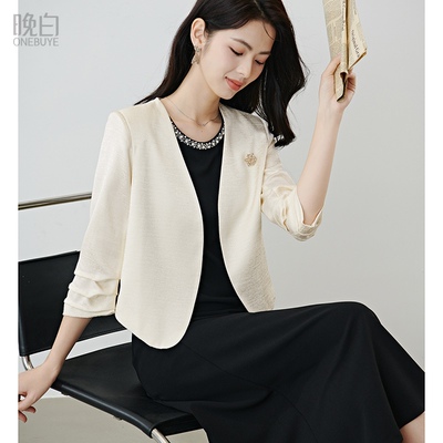 晚白小香风优雅短外套女