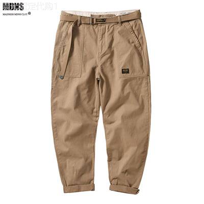 Madness Mdns Clot港风休闲工作服裤男夏季潮牌长裤直筒卡其色布