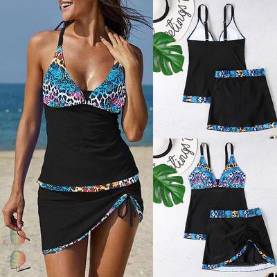 Conservative Belly Covering Split Short Skirt Set for