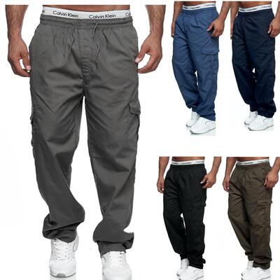 Men's multi pocket straight leg work pants, outdoor long