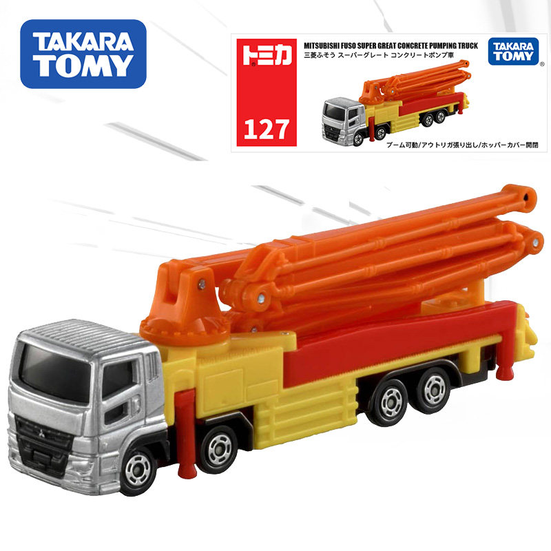 TOMY/多美卡127号三菱重工混凝土工程运输泵车合金仿真车模型玩具