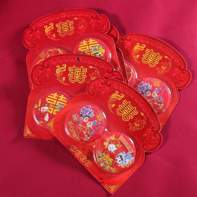 结婚小镜子随身镜化妆镜迷你便捷个性创意中式红色陪嫁新娘压腰镜