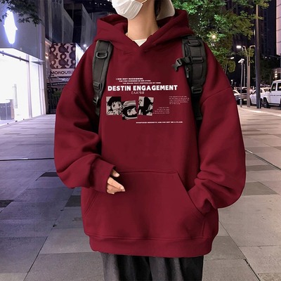 美式重磅卫衣男款连帽春秋冬季2025新款黑色动漫潮牌休闲宽松外套