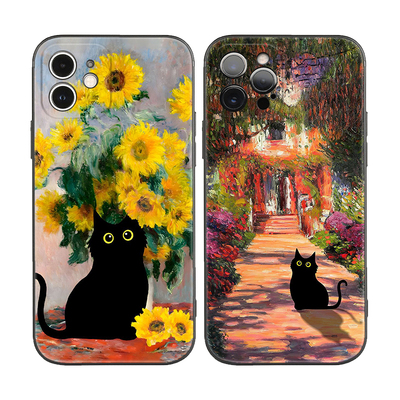 苹果iPhoneXSMax黑猫莫奈花园
