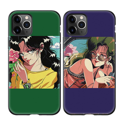 日式紫色复古美少女动漫风适用iPhone11Pro MAX手机壳苹果11软壳