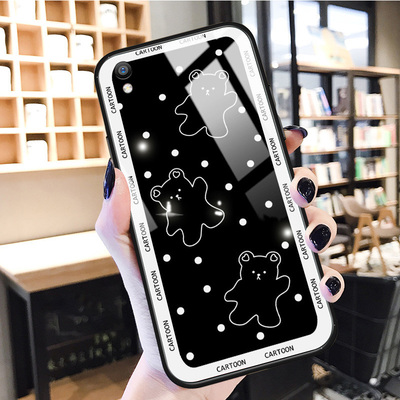 潮牌小熊oppoa11手机壳oppor9保护套玻璃创意r9plus情侣男女款r7s适用r9splus卡通个性a11x可爱超薄a5/a3/a1