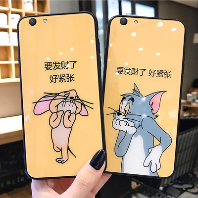 猫和老鼠oppoa59手机壳女玻璃a39适用情侣opooa卡通童年oopoa硅胶防摔a57网红a37可爱插画oppa硬oppo保护套男