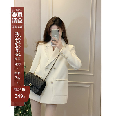 小香风链条西装毛呢外套