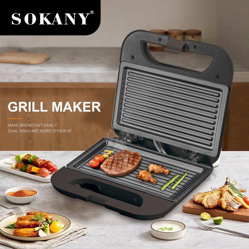 出口SOKANY08067牛排机家用早餐机多士炉横条三明治机煎烤器