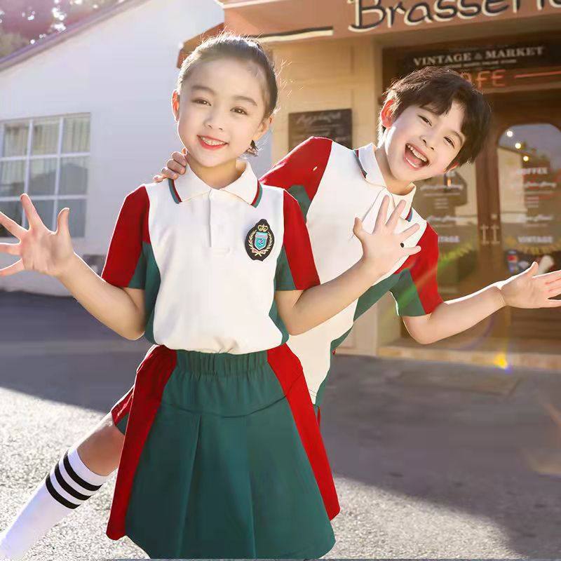 出租幼儿园园服夏装小学生校服纯棉短袖套装英伦儿童班服运动服装