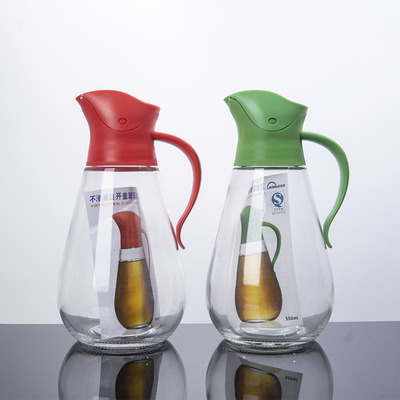 明高玻璃油瓶防漏厨房304不锈钢醋酱油瓶不渗油油壶自动开盖550ml