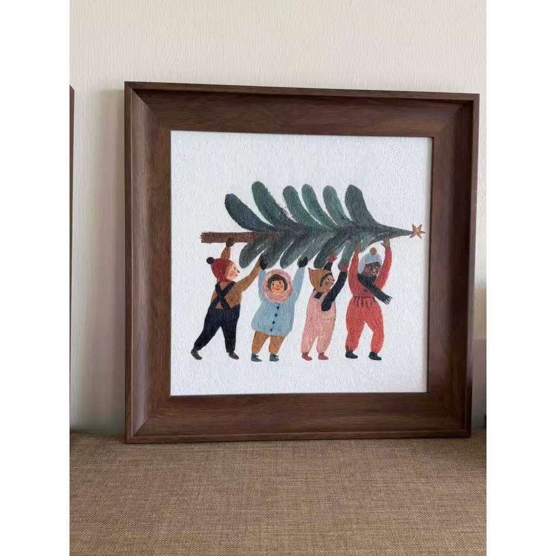 砂岩画北欧覆古小众插画岩板画人物装饰画民宿咖啡店文艺卧室挂画