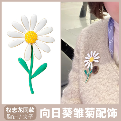 韩潮流合金男女小雏菊胸针夹子
