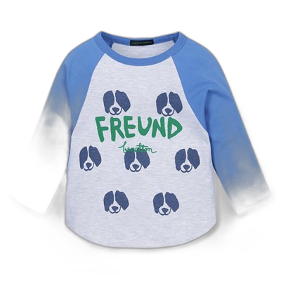 韩国直邮BENETTON儿童童装T恤QATS03341BL潮流穿搭时尚透气高级感