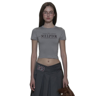 韩国直邮SCULPTOR美式复古街头辣妹潮牌新款T恤SC24S271GY短袖