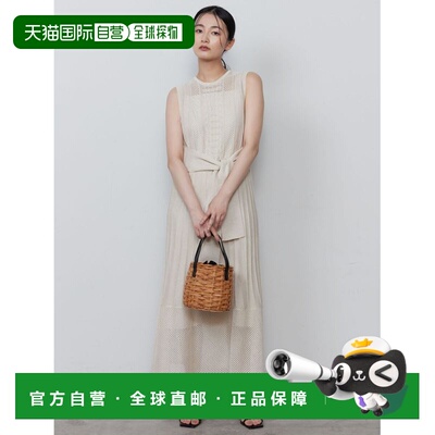 日本直邮LAGUNAMOON 女装 条纹网眼针织连衣裙 薄透质感 A字剪裁