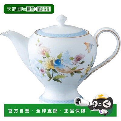 【日本直邮】鸣海 茶壶 Ramage 720cc 蓝色花卉图案可爱时尚陶瓷