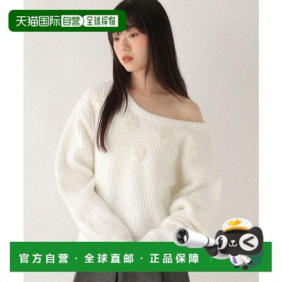 1h可退 日本直邮Heather 女装 宽松罗纹 花朵刺绣毛衣 半高领设计