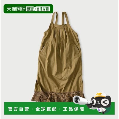 1h可退 日本直邮45R 高密度帆布 蝴蝶结蕾丝结合 褶皱 连衣裙