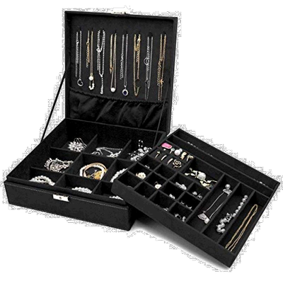 【日本直邮】ProCase 首饰盒 女性 2层 可拆卸隔断 黑色