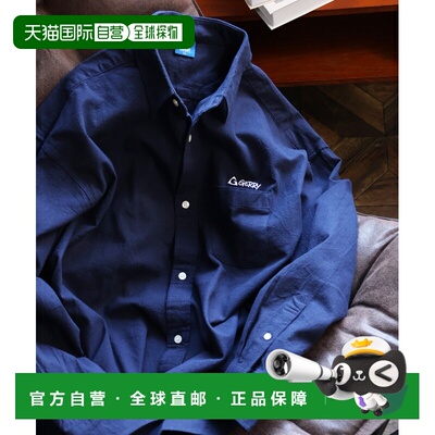 1h可退 日本直邮GERRY男女同款长袖巴拿马纹纯棉衬衫 胸前刺绣 GE
