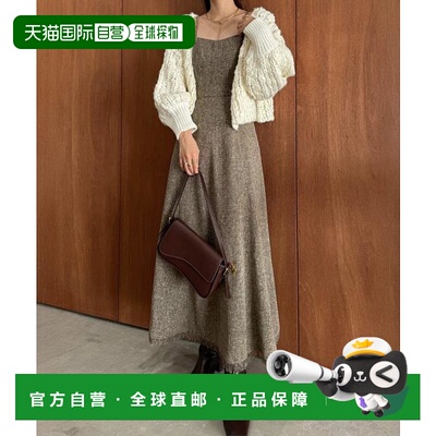 1h可退 日本直邮JUNOAH 下摆流苏粗花呢荷叶边吊带连衣裙