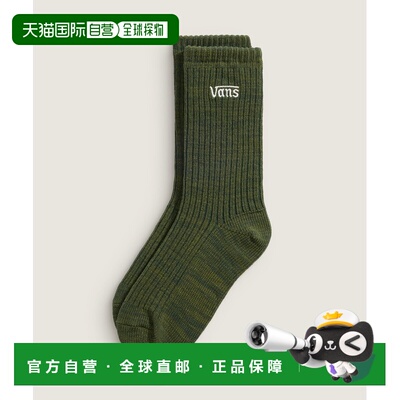 日本直邮VANS 男女同款 做旧感棉混纺罗纹中筒袜 VN000X74GRK