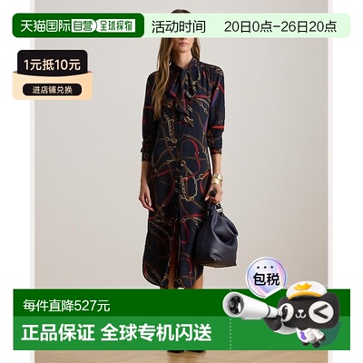 日本直邮Ralph Lauren 印花乔其纱圆领衬衫裙 长袖[693299062]