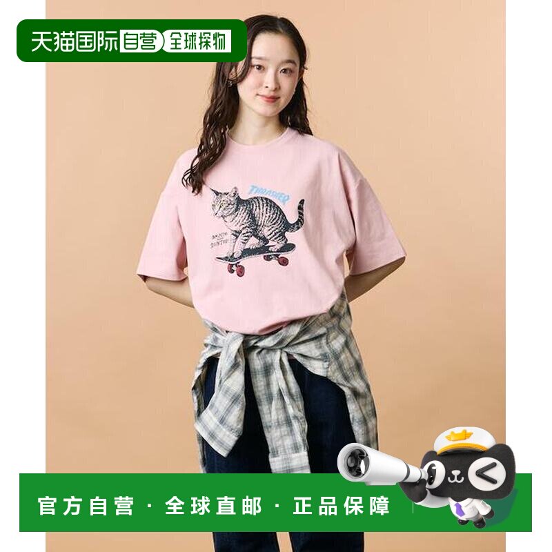 1h可退 日本直邮THRASHER×FREAK'S STORE联名款猫咪印花T恤男女