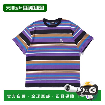 1h可退 日本直邮XLARGE 男女通用刺绣条纹短袖T恤 101252011024