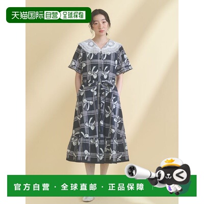 日本直邮merry jenny 女装 衬衫连衣裙 领口蕾丝 V领收腰系带款 2
