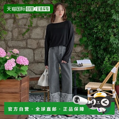 日本直邮Re:EDIT 女装 直筒牛仔裤 裙摆蕾丝设计 全棉面料 140305